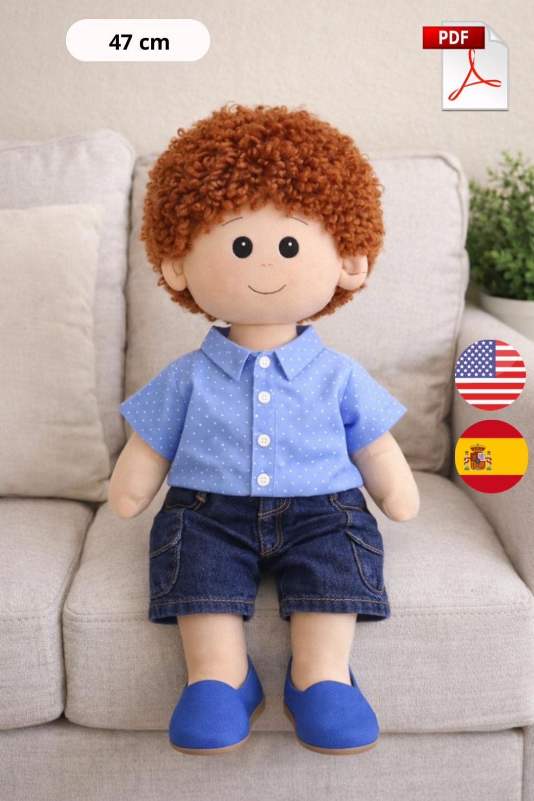 Cloth Doll Sewing Pattern PDF – Doll + Clothes + Shoes + Hat Tutorial ...