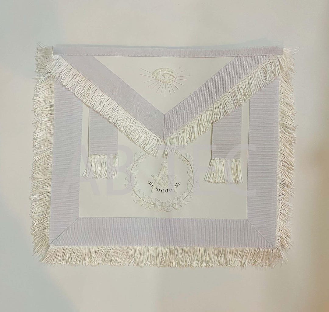 All-white Masonic Past Master Apron With Precision Hand-embroidered ...