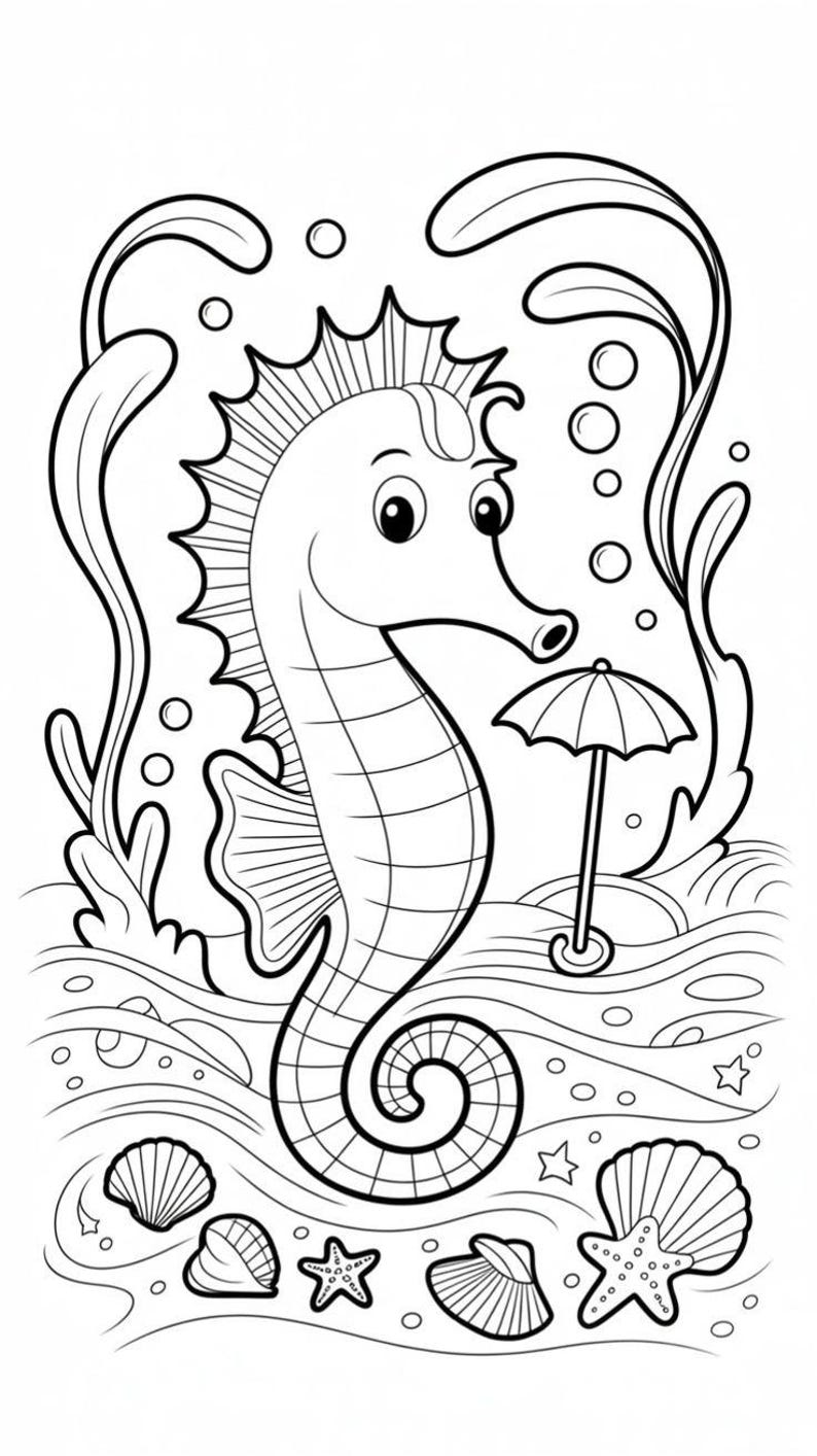 Sea Animal Coloring Pages for Kids | Beach Turtle Printable Activity ...