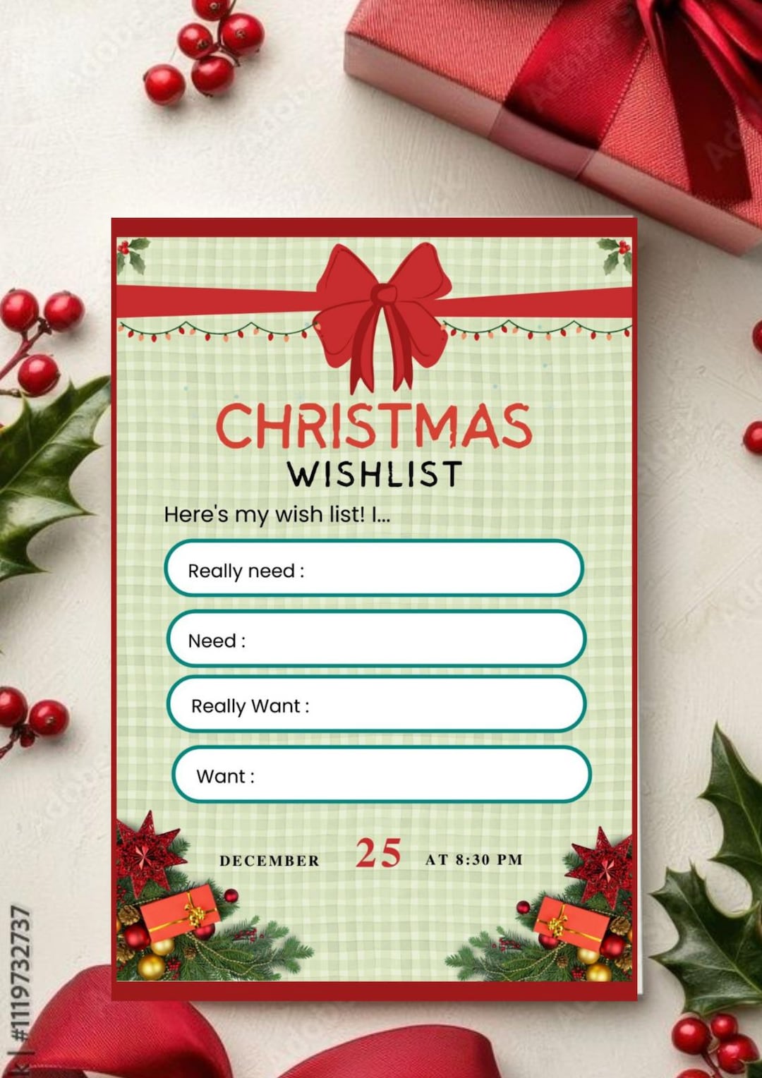 Christmas Wishlist Template for Kids & Family | Printable Holiday Wish ...