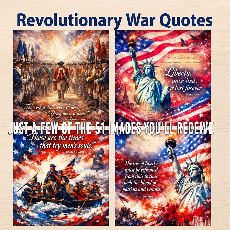 Revolutionary War Quote Art Bundle | USA 250th Anniversary Digital ...