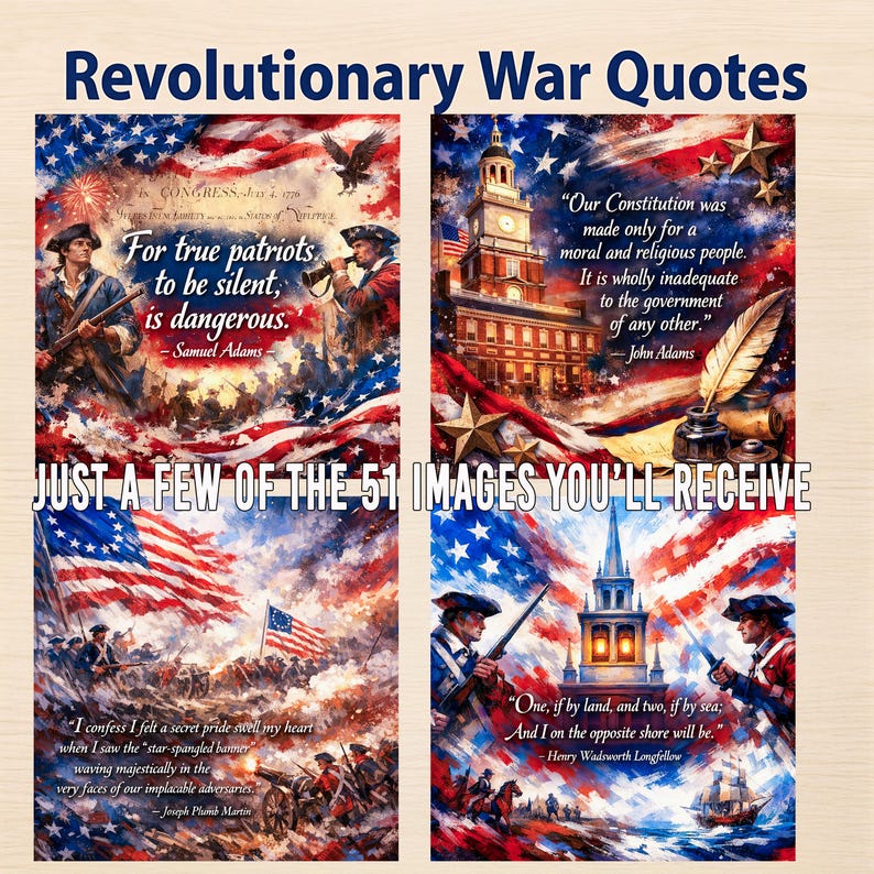 Revolutionary War Quote Art Bundle | USA 250th Anniversary Digital ...