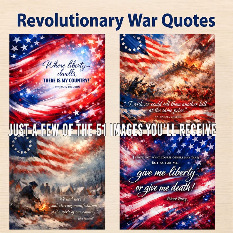 Revolutionary War Quote Art Bundle | USA 250th Anniversary Digital ...