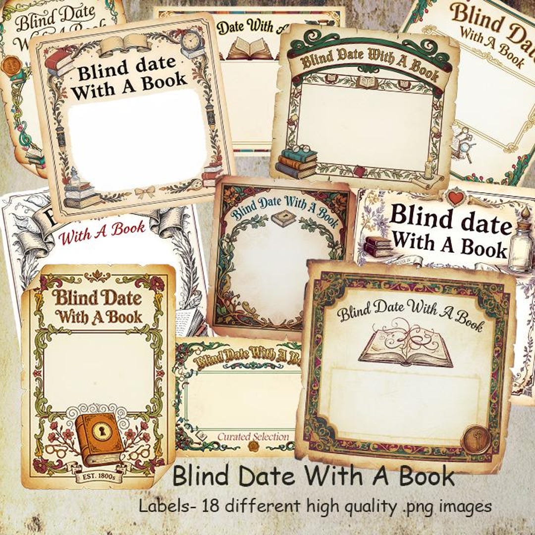Blind Date With a Book Labels, 18 Vintage Bookish Stickers, Printable ...
