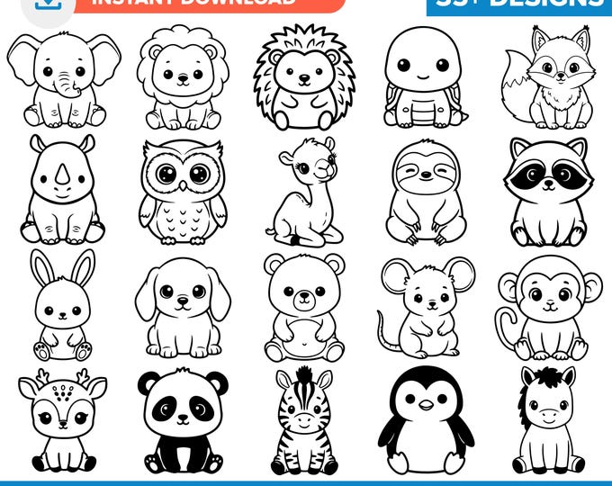 Forest Animal Svg Outline Woodland Svg Forest Clip Art Digital Stamp ...