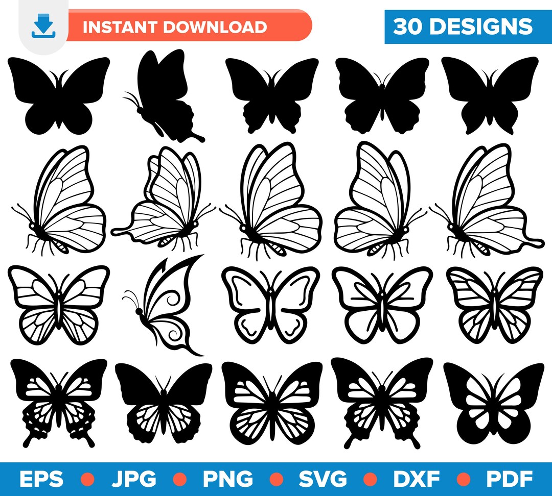 Butterfly SVG Bundle, Moth Silhouette, SVG Cut Files for Cricut, PNG ...