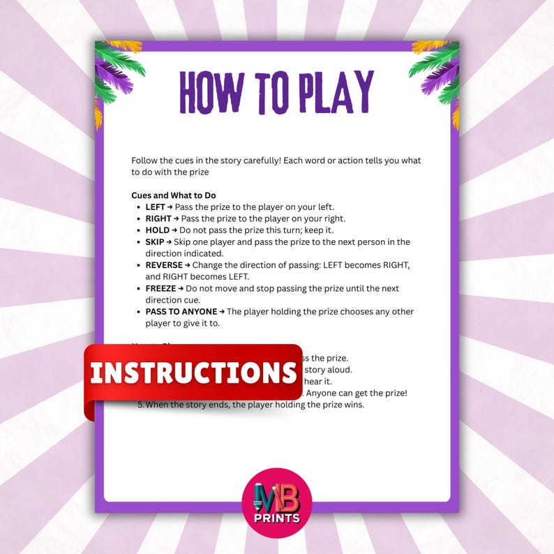 Mardi Gras Left Right Game PDF Download, Fun Printable Mardi Gras Games ...