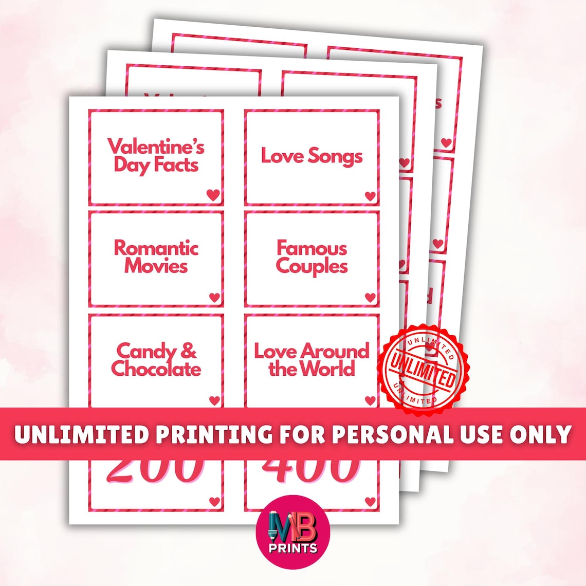 Jeopardy Game for Valentine's Day, Printable Valentines Jeopardy Game ...