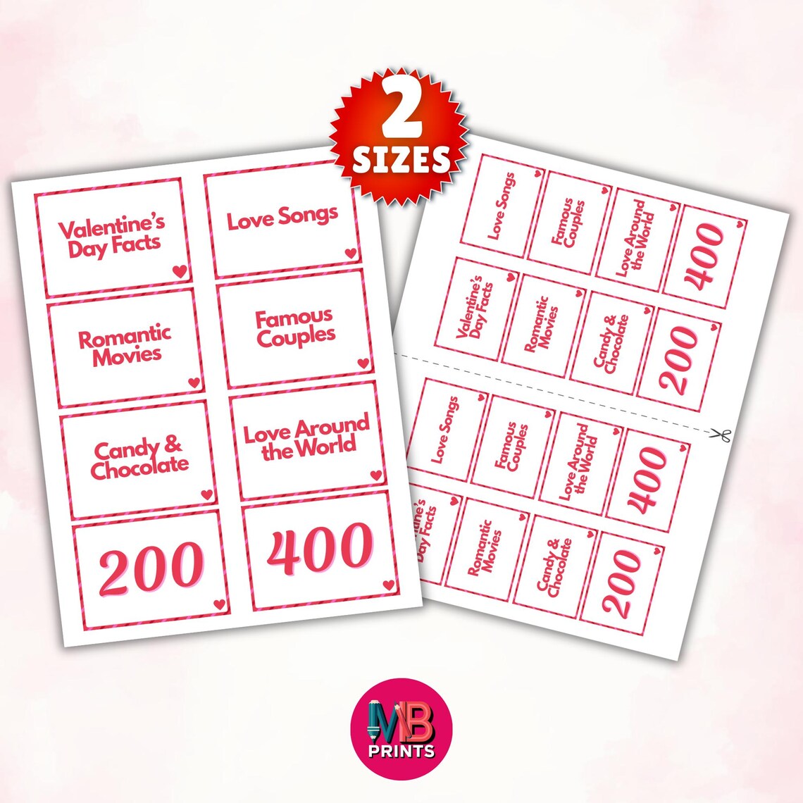 Jeopardy Game for Valentine's Day, Printable Valentines Jeopardy Game ...