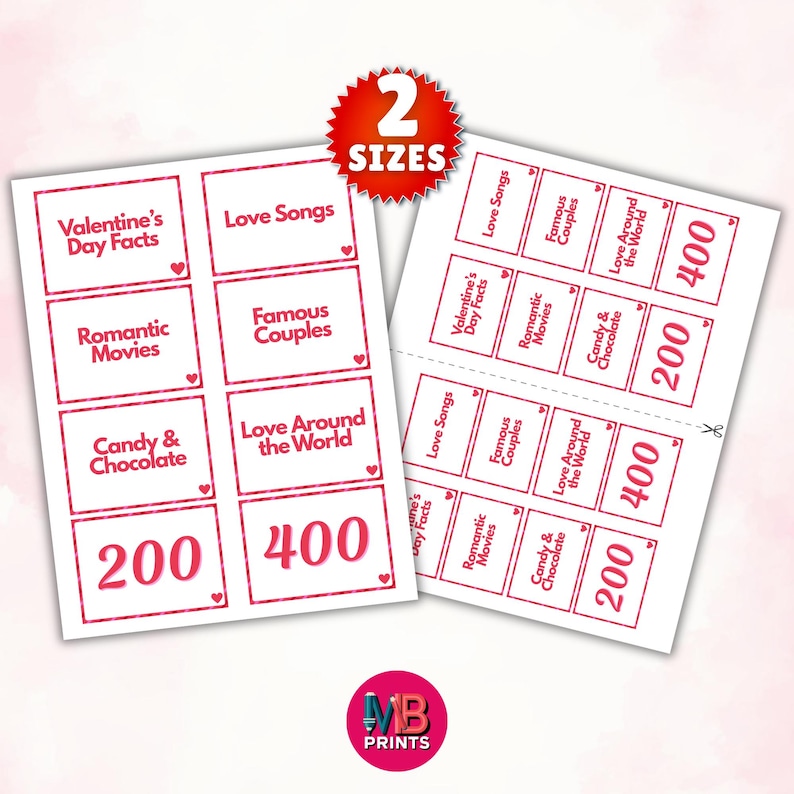 Jeopardy Game for Valentine's Day, Printable Valentines Jeopardy Game ...