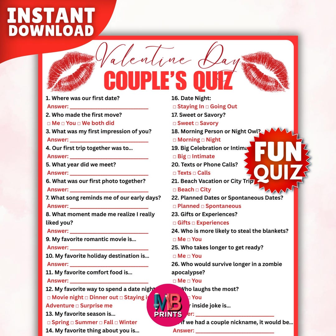 Valentine's Couples Games, Couples Conversation Date Night, Valentines ...