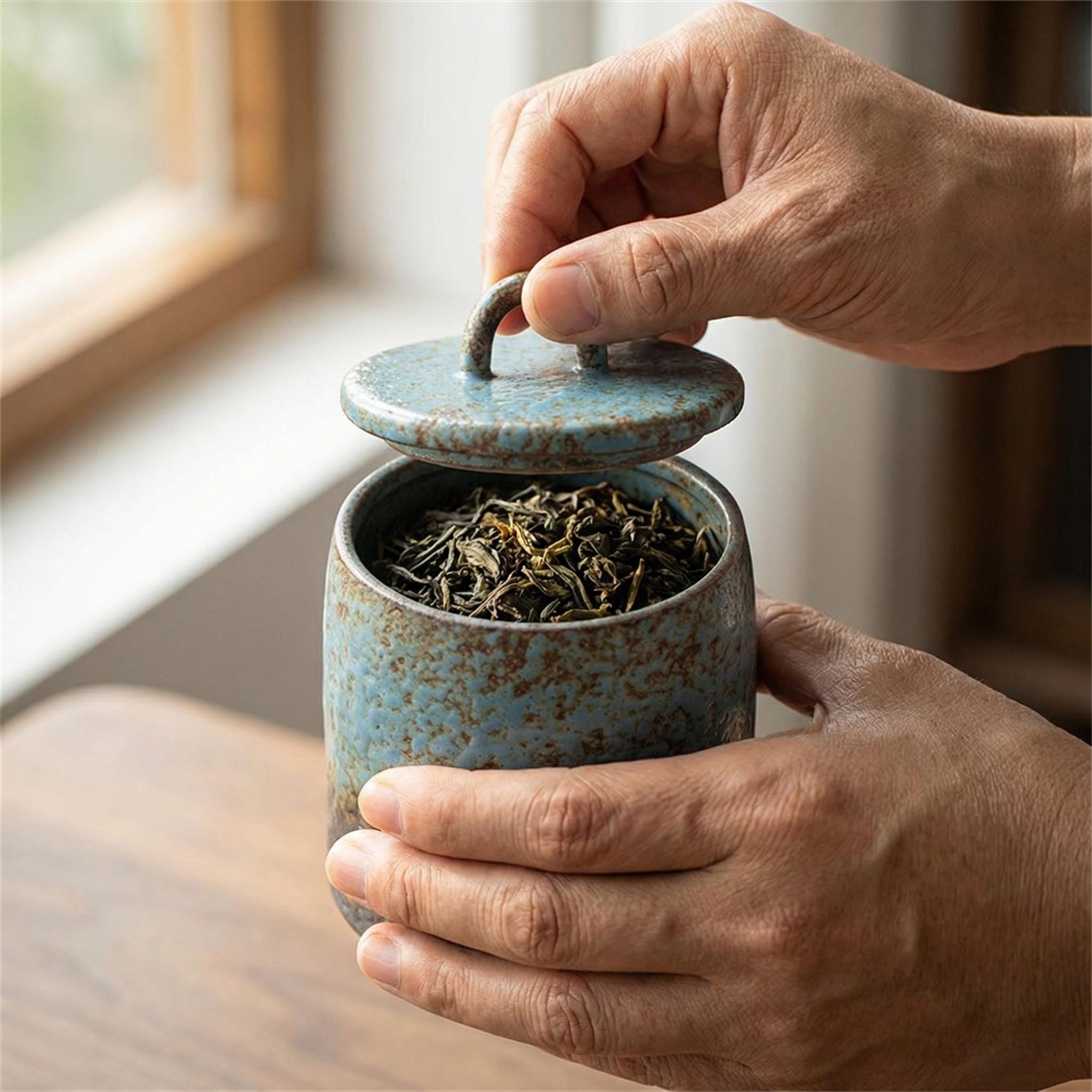 Japanese Ceramic Tea Canister With Lid, Handmade Wabi Sabi Storage Jar ...