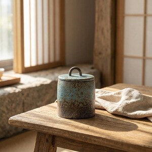 Japanese Ceramic Tea Canister With Lid, Handmade Wabi Sabi Storage Jar ...