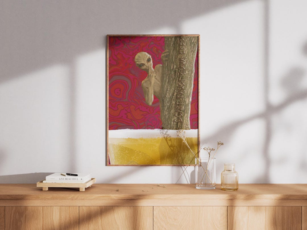 Surreal Alien Peeking Matte Vertical Poster | Dreamlike Liminal Wall ...