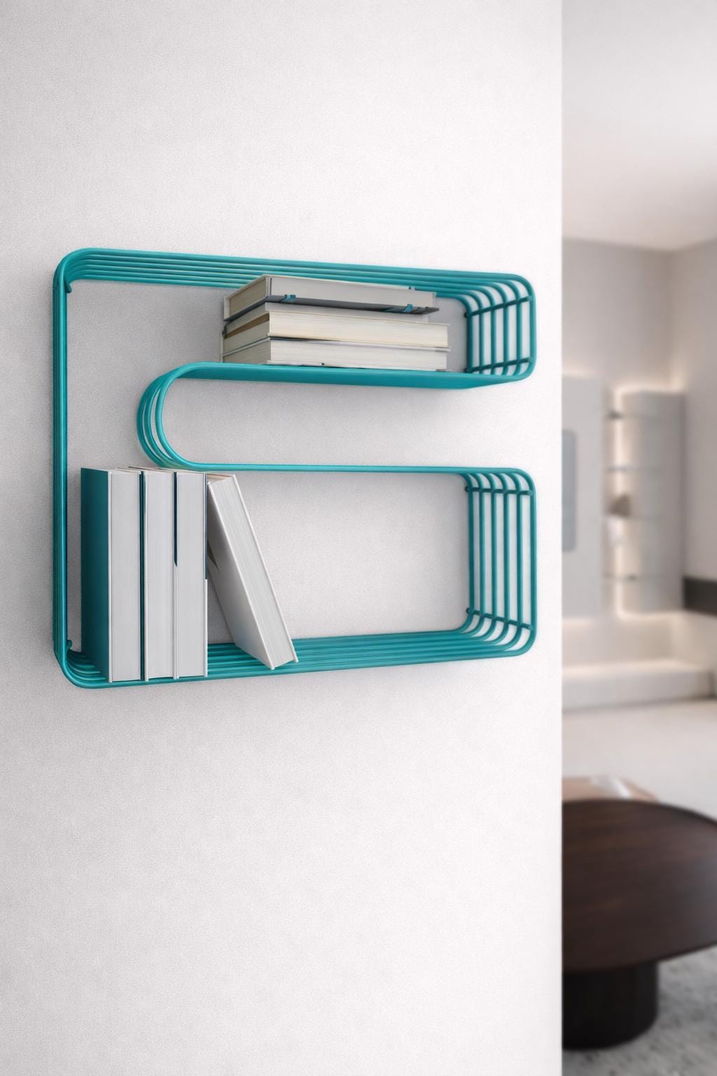 Floating S Shaped Metal Wall Shelf, Modern Minimalist Wall Mounted Book ...