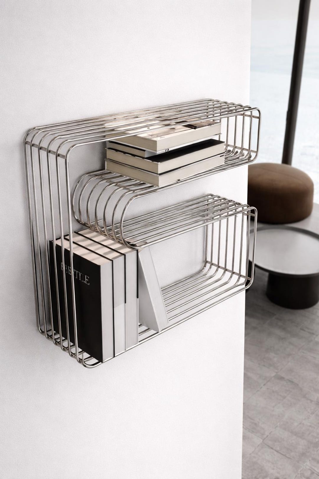 Floating S Shaped Metal Wall Shelf, Modern Minimalist Wall Mounted Book ...