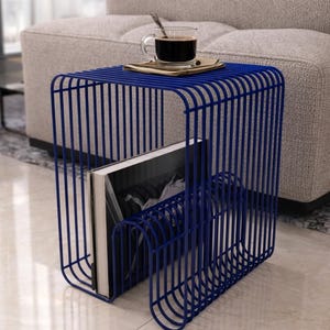 Modern Metal Wire Side Table With Magazine Rack, Minimalist End Table ...