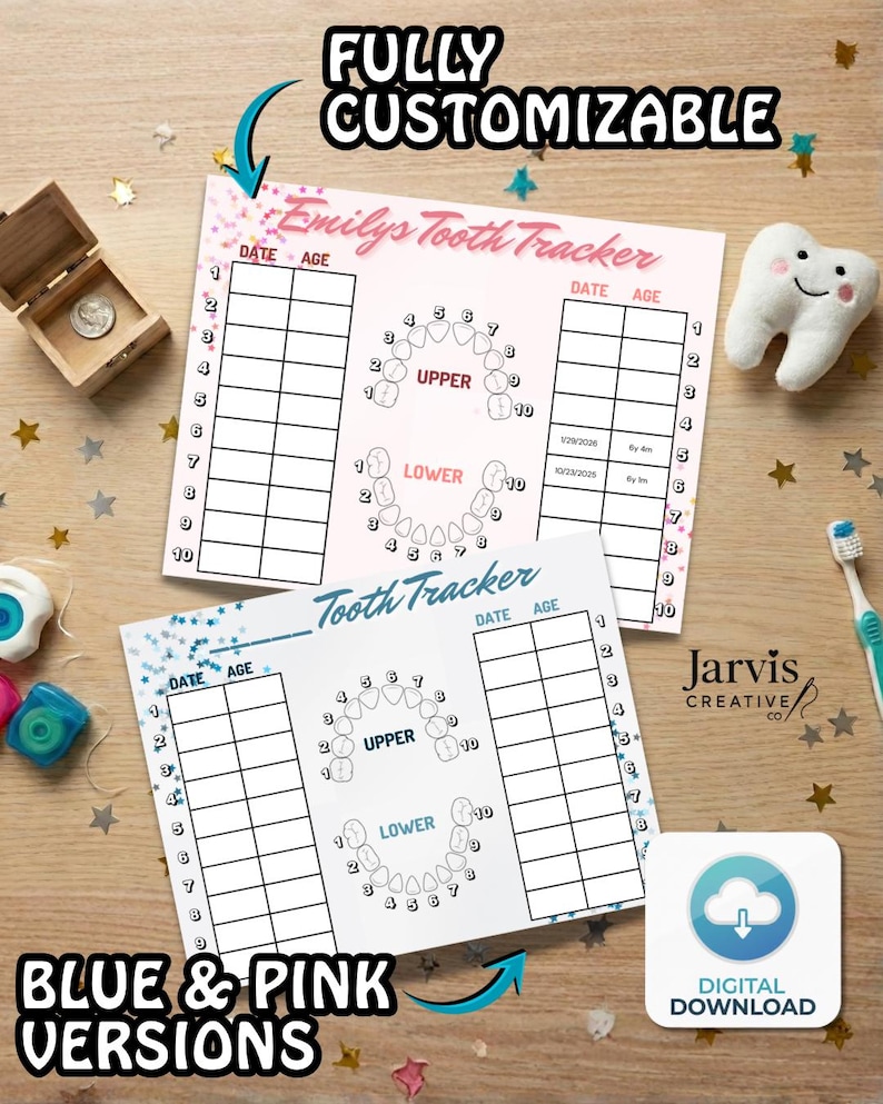Editable Lost Tooth Tracker, Baby Keepsake Chart, Digital Download - Etsy
