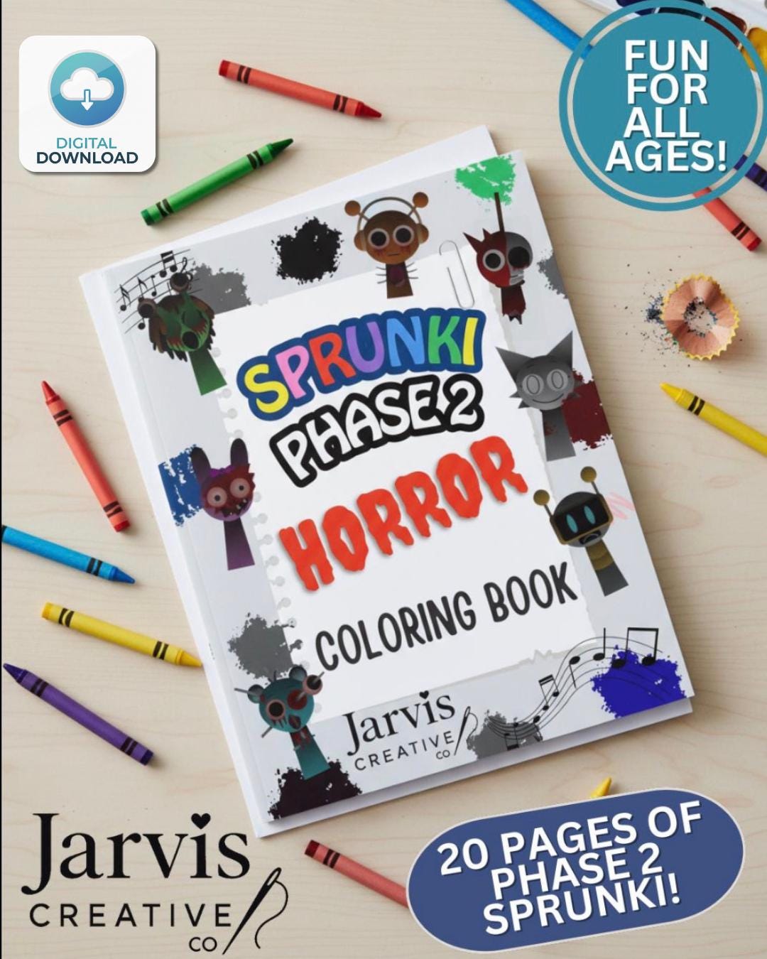 Sprunki Phase 2 Coloring Book Printable Kids Color Pages Horror ...