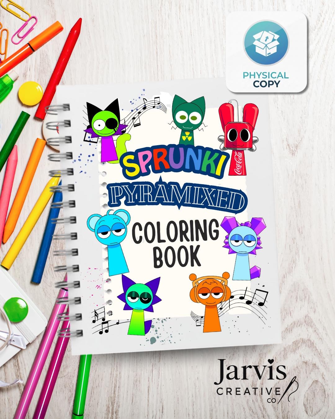 Sprunki Pyramixed Coloring Book, 8.5”x11”, 14 Pages Physical Printed ...