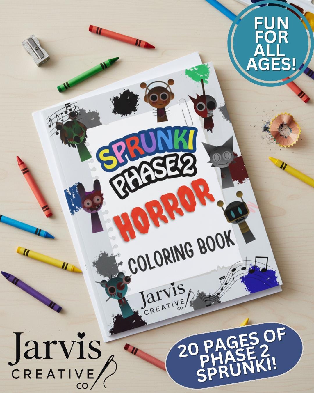 Phase 2 Sprunki Coloring Book Printable Kids Color Pages Horror ...