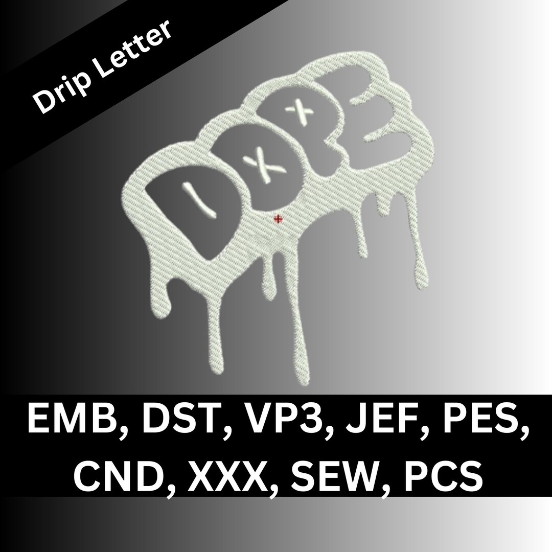 Drip Letter Embroidery Design | Street Style Font (instant Download) - Etsy