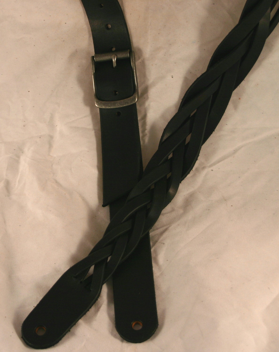 Hand Braided Black Leather Guitar Strap - Etsy