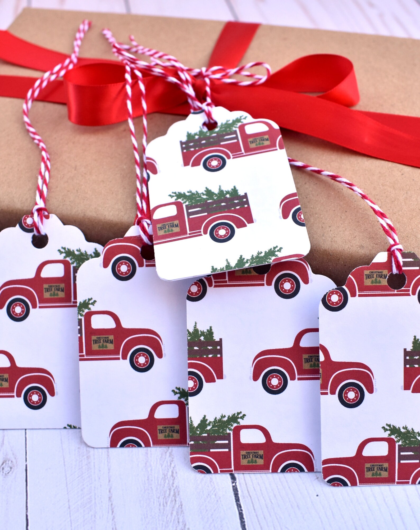 Handmade Red Truck Christmas Gift Tags – Rustic Holiday Wrapping - Etsy