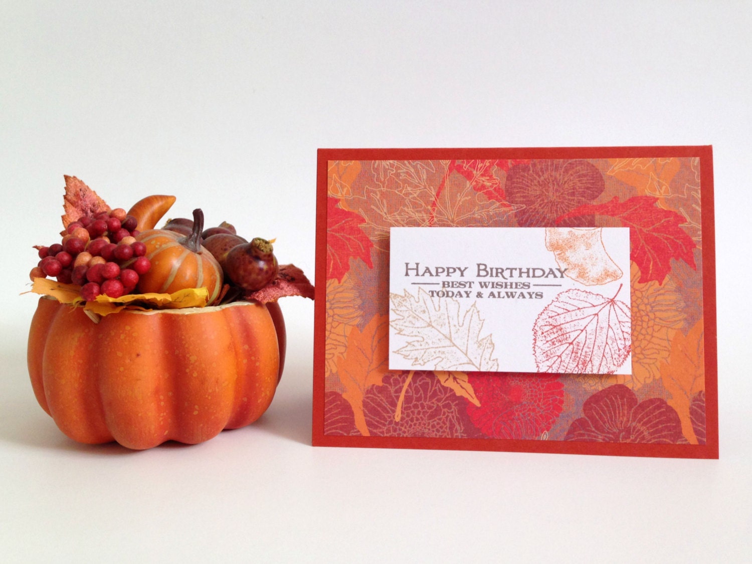 Fall Birthday Card Autumn Birthday Card Leaves Birthday - Etsy