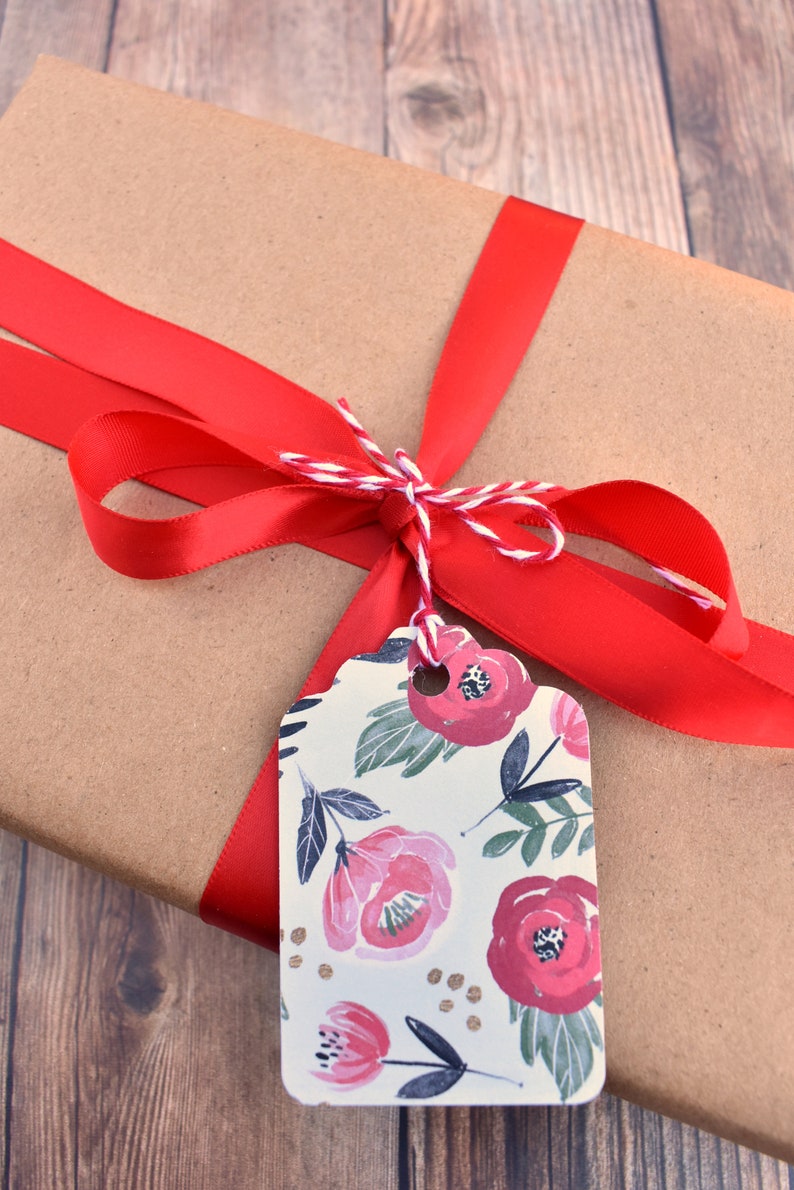 Modern Watercolor Christmas Gift Tags With String Stamped Christmas ...