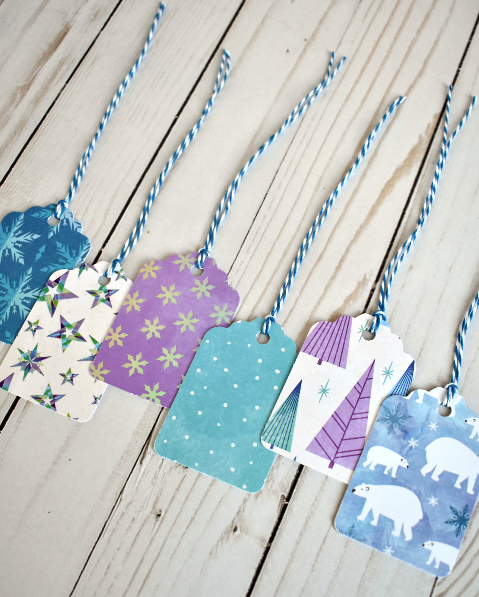 Blue & Purple Holographic Christmas Gift Tags Handmade - Etsy