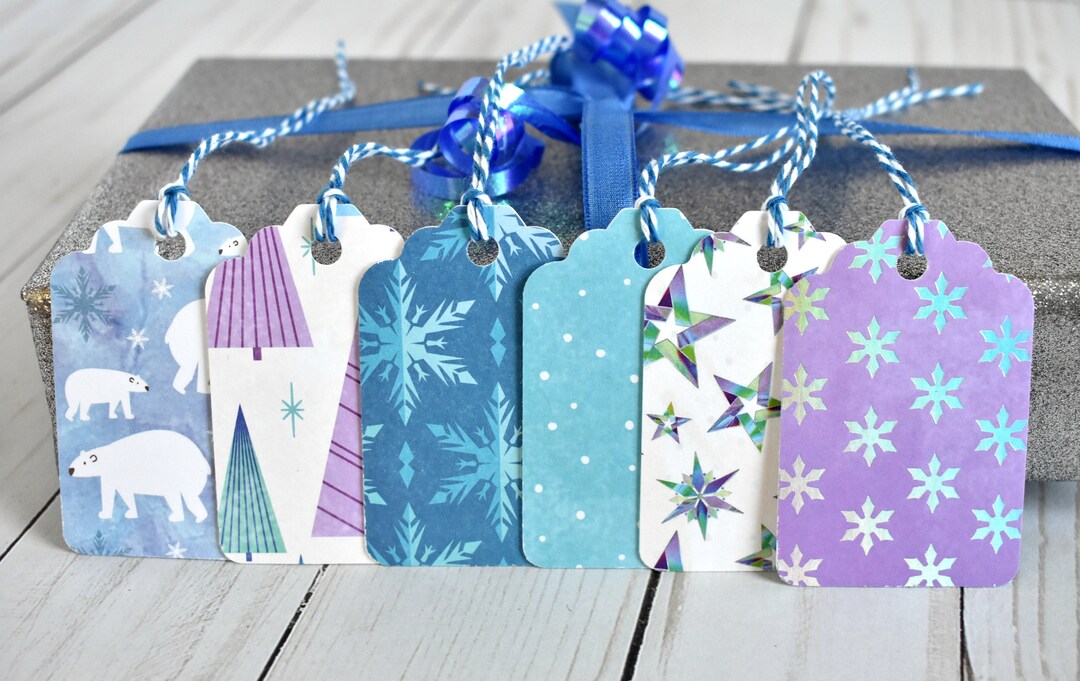 Blue & Purple Holographic Christmas Gift Tags - Handmade Christmas Gift ...