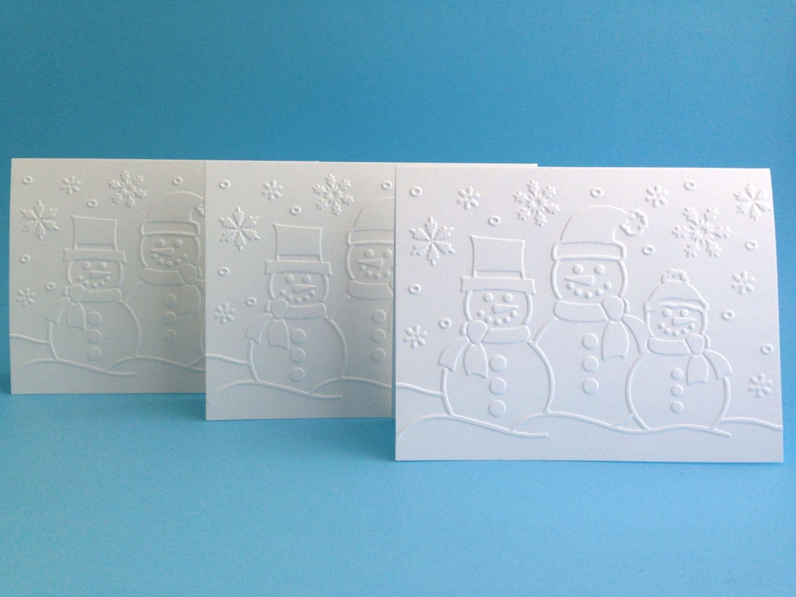 Boxed Christmas Cards Embossed Snowman Card Set of 8 Embossed Holiday ...