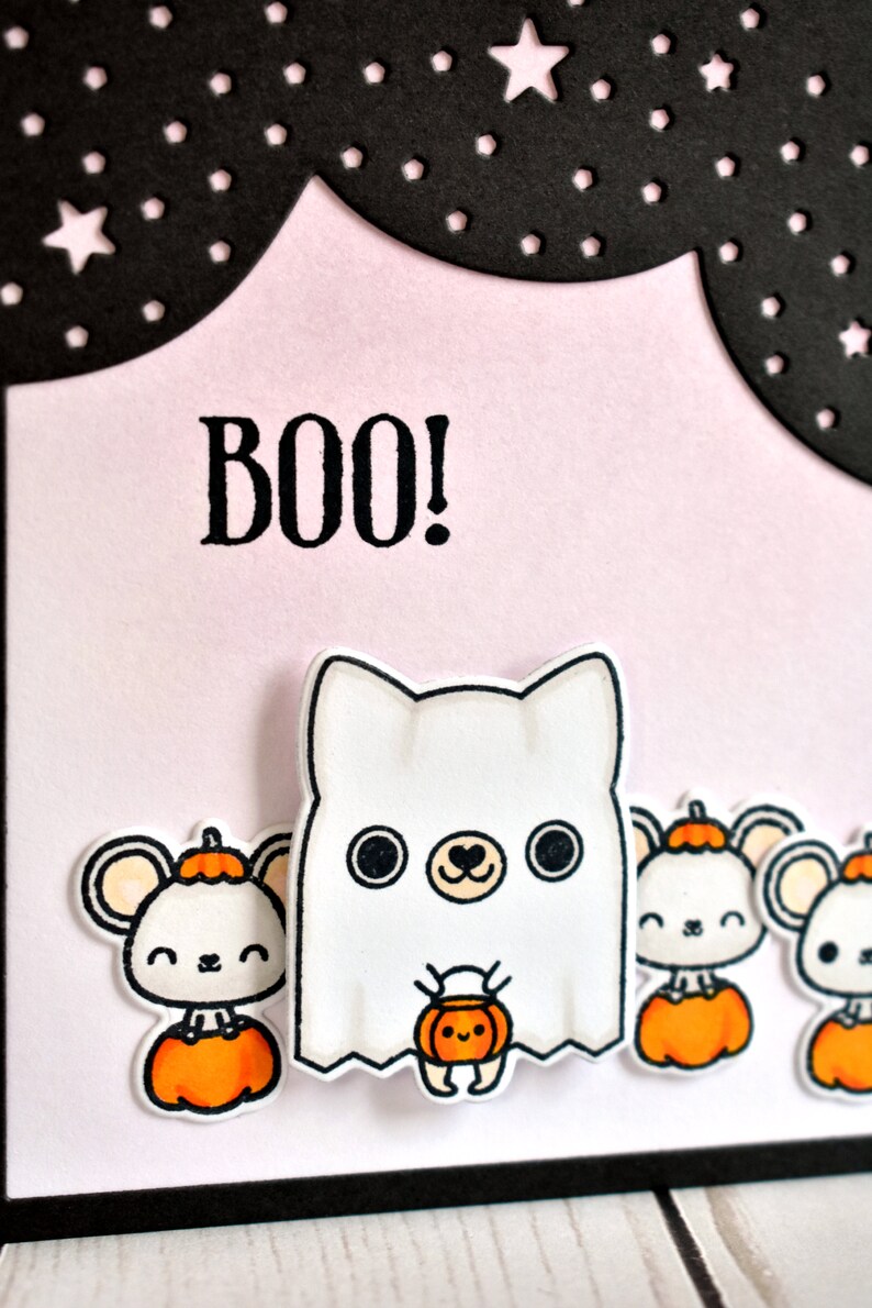 Cute Ghost Kids Halloween Card Boo Happy Halloween Card for Girl Trick ...