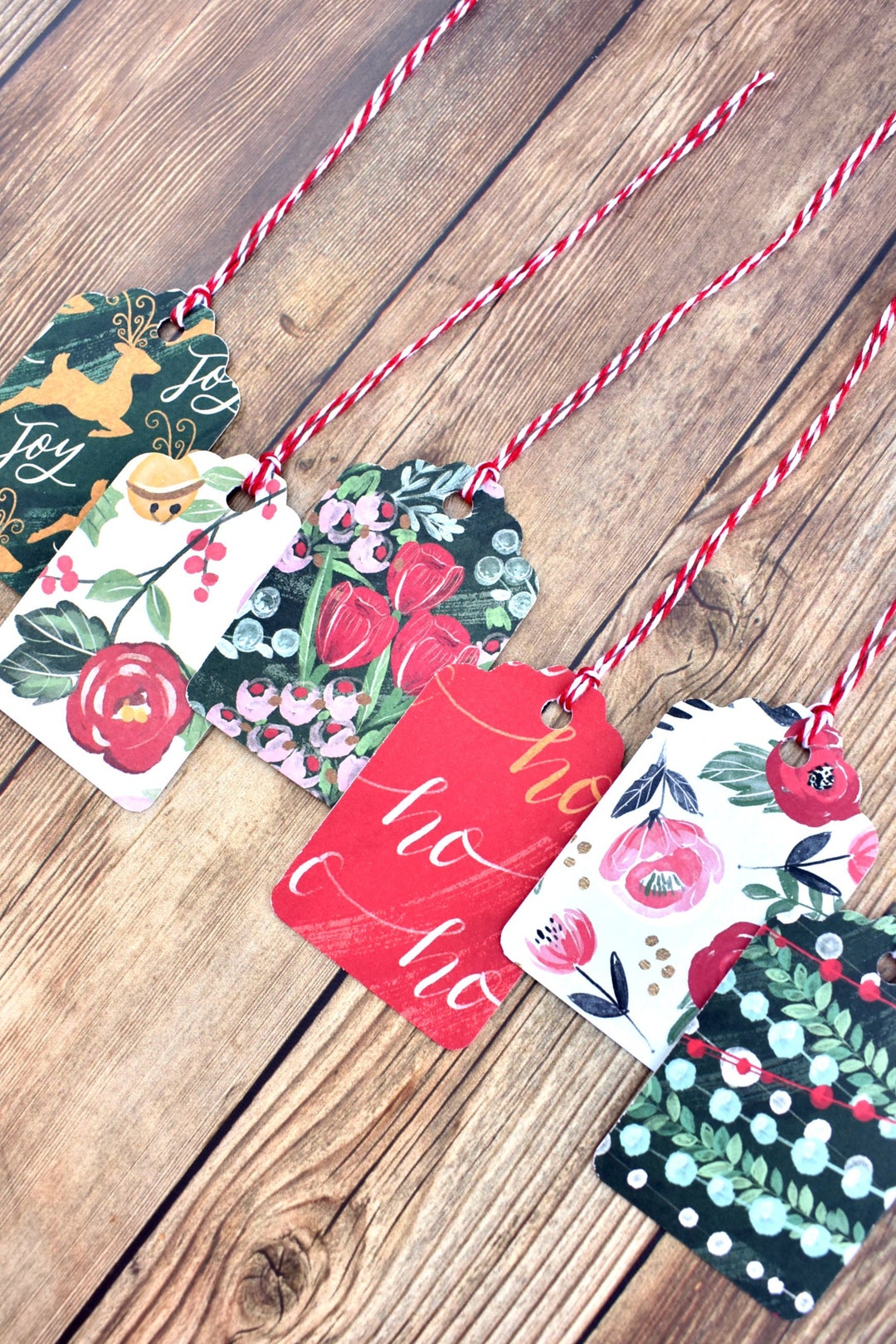 Modern Watercolor Christmas Gift Tags With String Stamped Christmas ...