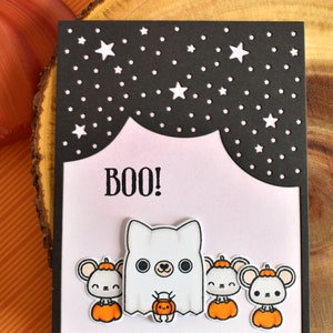 Cute Ghost Kids Halloween Card Boo Happy Halloween Card for Girl Trick ...