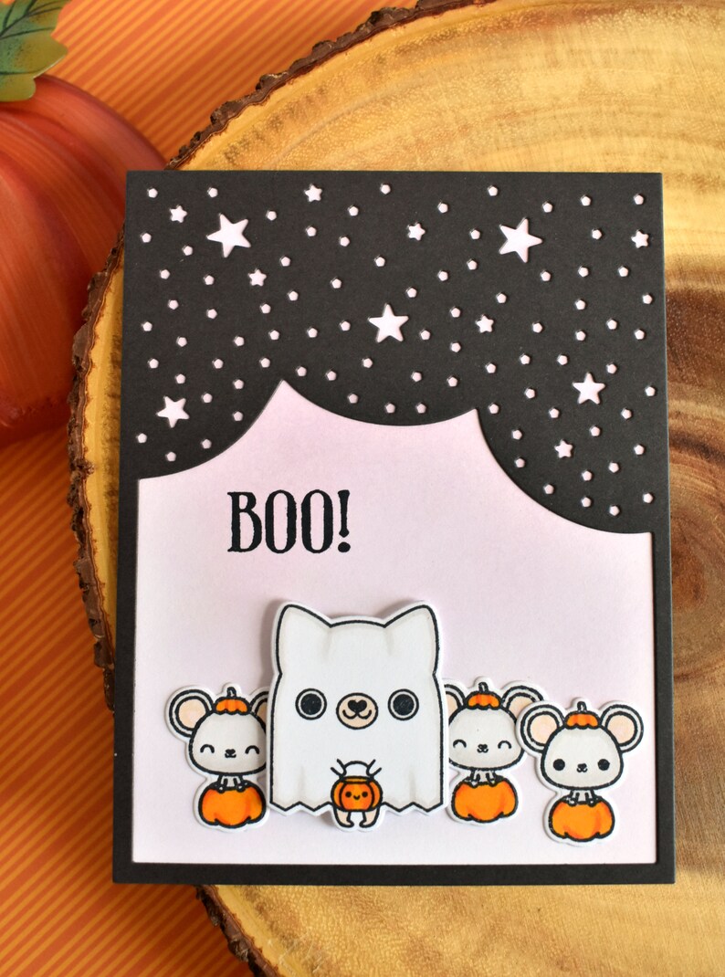 Cute Ghost Kids Halloween Card Boo Happy Halloween Card for Girl Trick ...