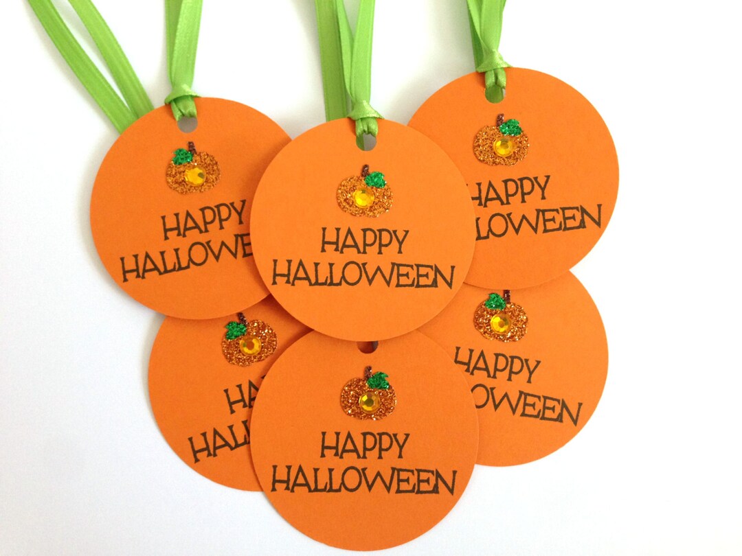Handmade Halloween Gift Tags - Sparkly Pumpkin Design - Etsy