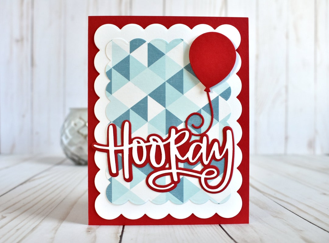 Handmade Congrats Card – Red Balloon, Geometric Design - Etsy
