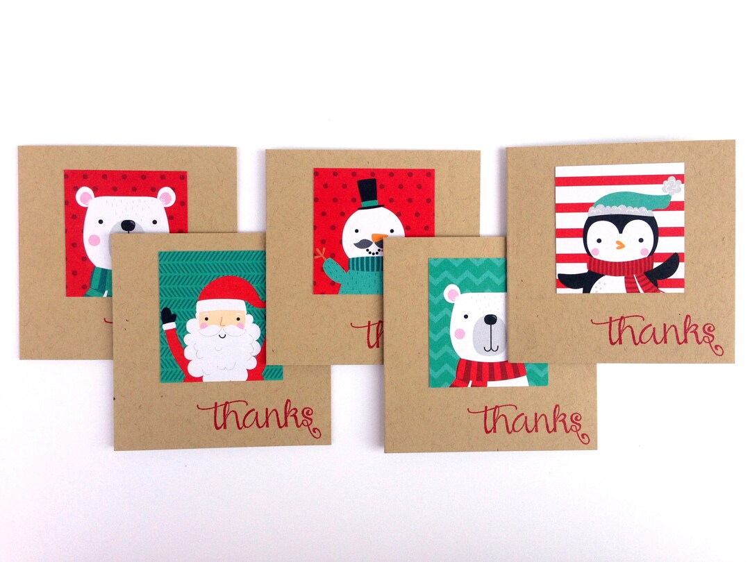 Mini Christmas Thank You Card - Mini 3 X 3 Cards With Envelopes - Mini ...