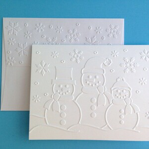 Boxed Christmas Cards - Embossed Snowman Card Set of 8 - Embossed ...