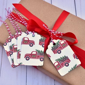 Handmade Red Truck Christmas Gift Tags – Rustic Holiday Wrapping - Etsy