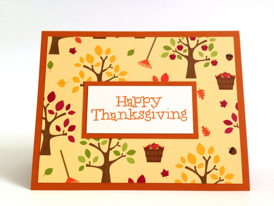 Happy Thanksgiving Card Autumn Greeting Card Fall Tree Leaves Card ...
