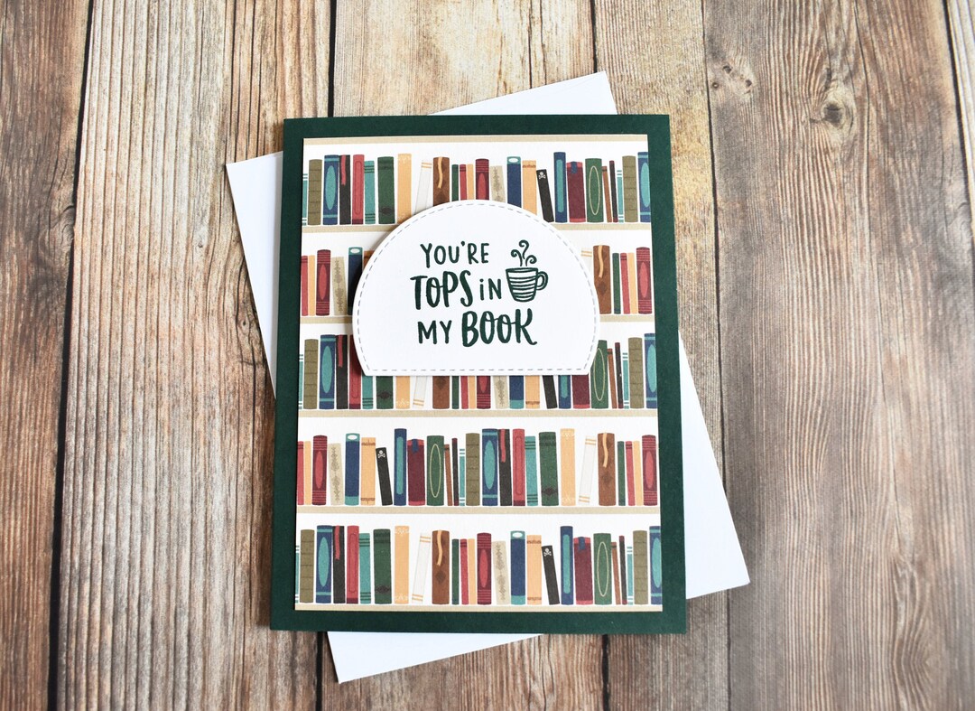 Book Lover Card - Handmade Librarian Card - Bibliophile Card - Just ...