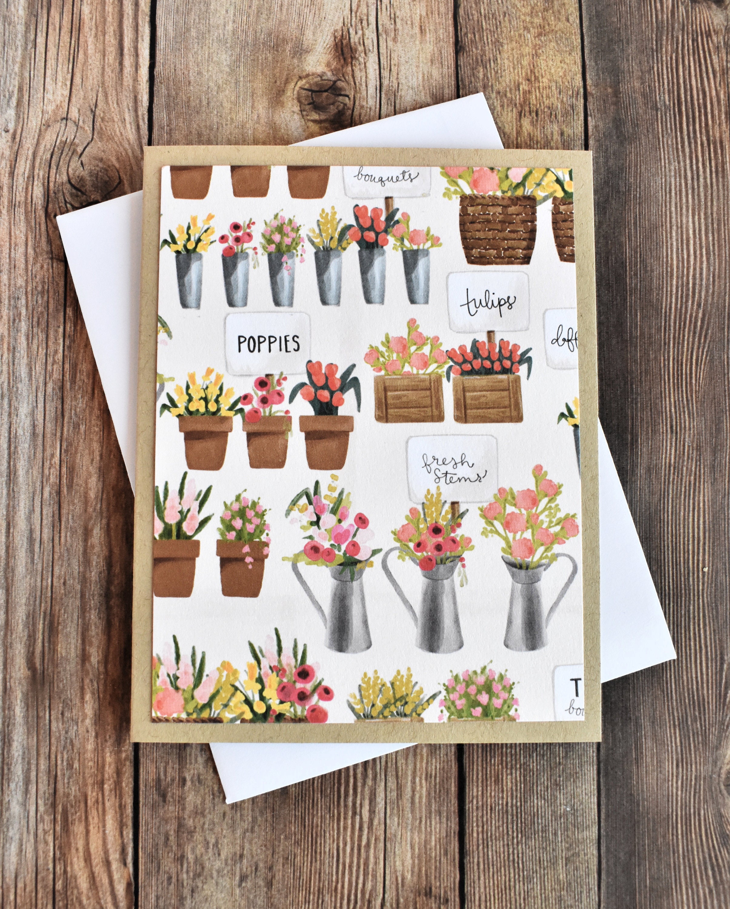 Handmade Market Garden Stationary Set Blank Floral Note Cards Gardener ...