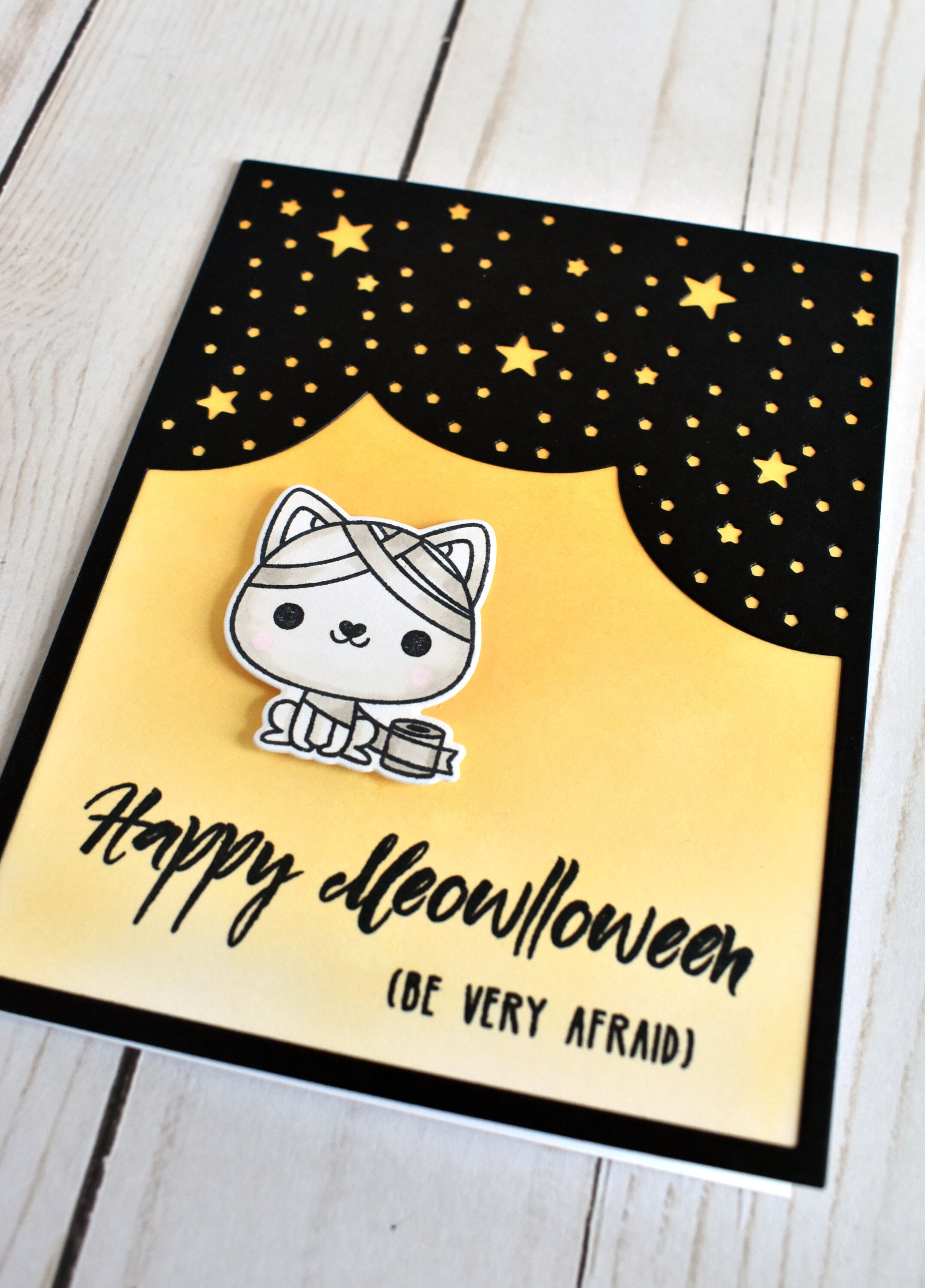 Cute Halloween Card for Kids Orange and Black Happy Halloween Cat Card ...