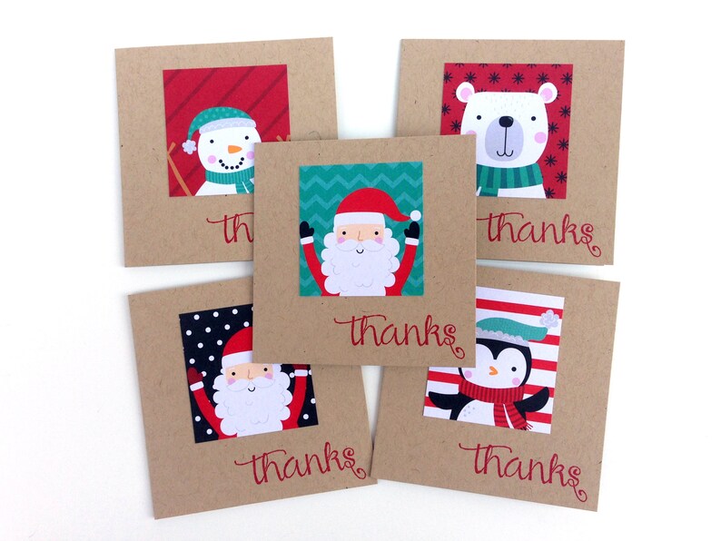Mini Christmas Thank You Card Mini 3 X 3 Cards With Envelopes Mini ...