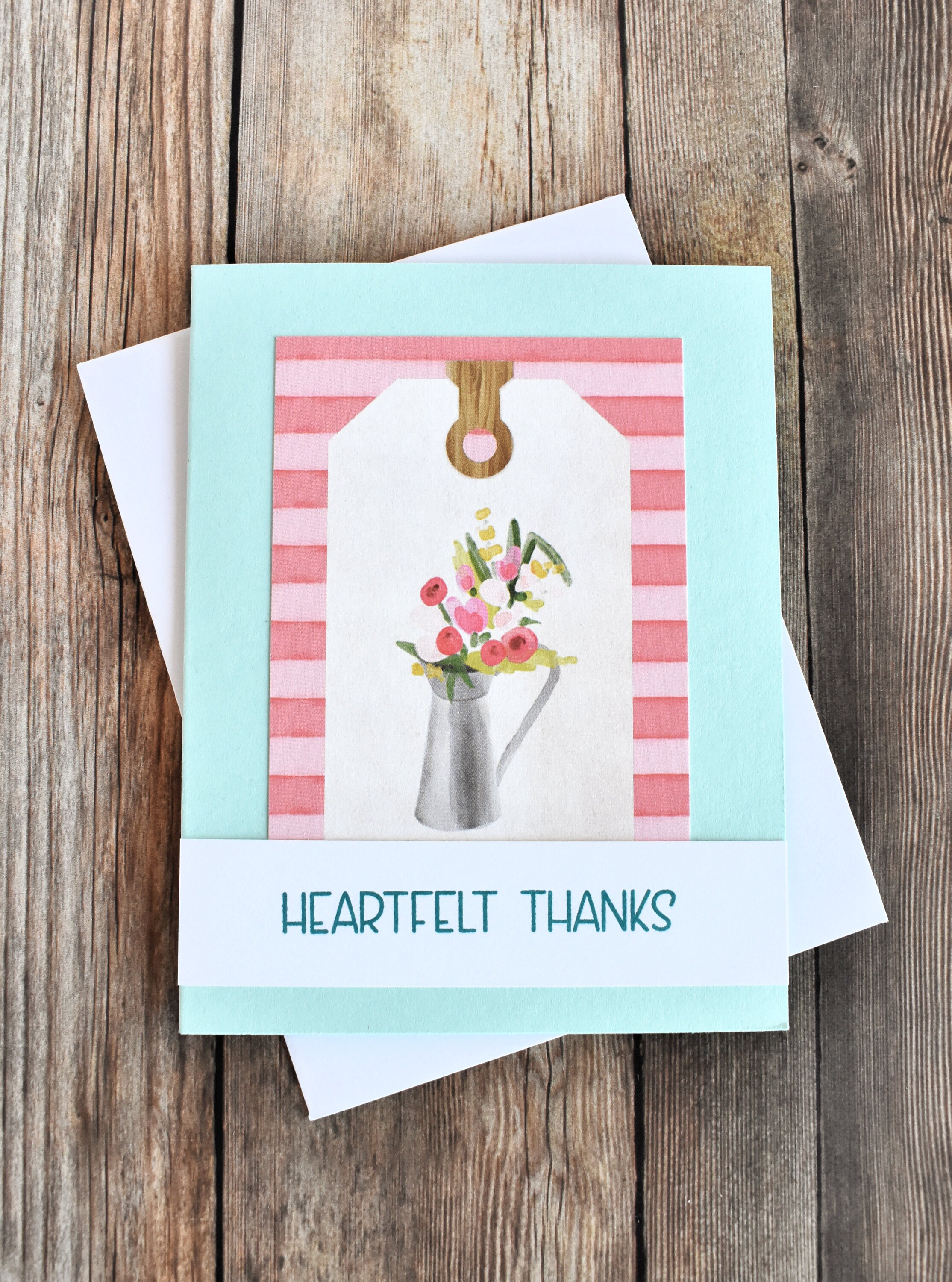 Mint & Pink Handmade Cards Hello Cards Thank You Cards - Etsy