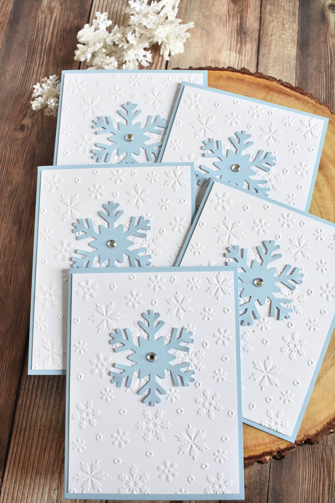 Snowflake Card Set Boxed Holiday Cards Embossed Christmas - Etsy