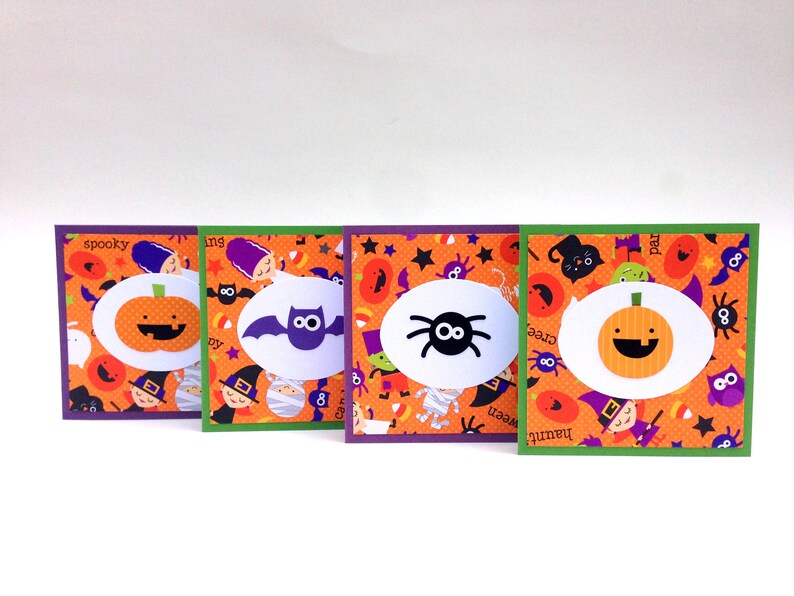 Mini Halloween Cards with Envelopes Set of 4 Miniature Happy | Etsy